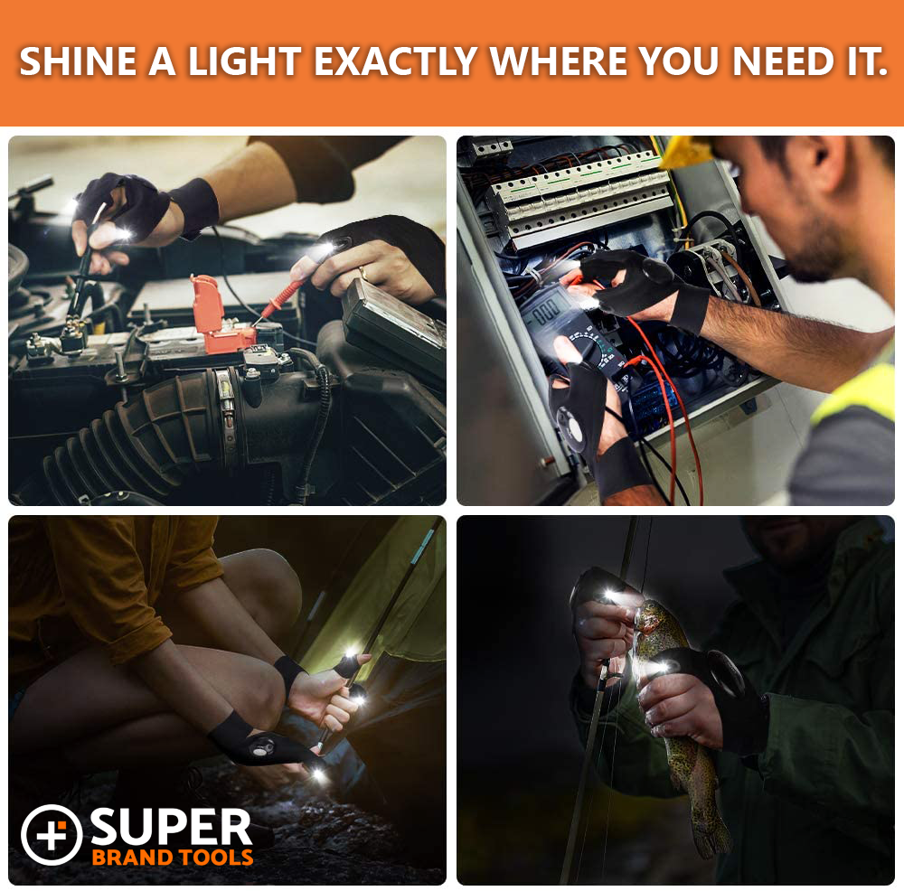 SuperGloves™ LED Flashlight Gloves - A Light Exactly Where You Need it ...